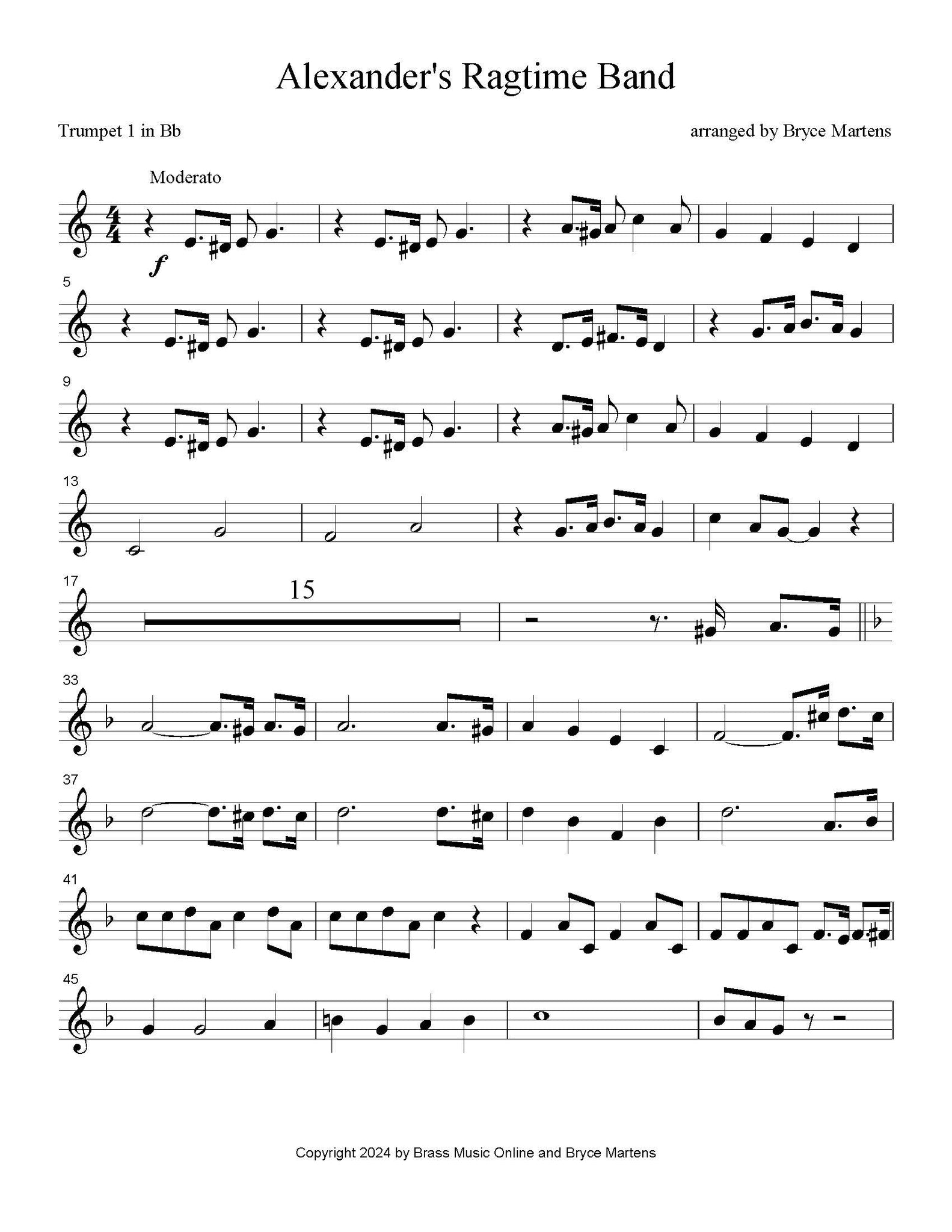 Berlin - Alexander’s Ragtime Band - Brass Quintet– Brass Music Online