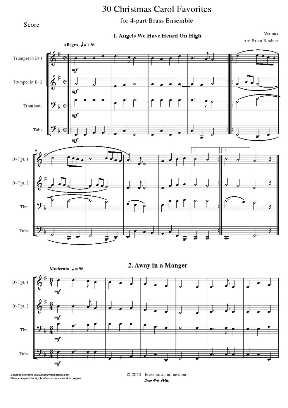 Traditional Christmas – 30 Christmas Carol Favorites for 4-part Brass ...