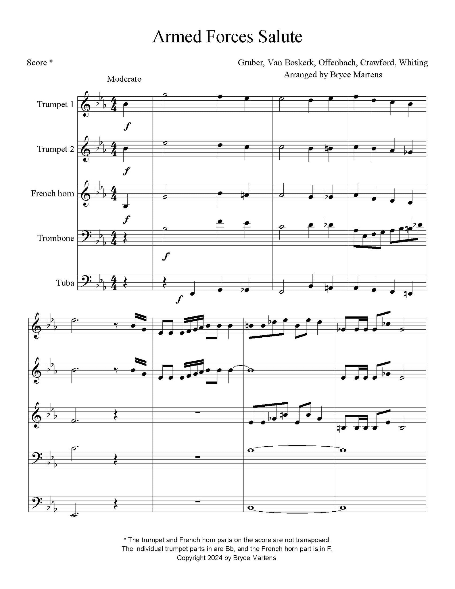 Armed Forces Salute - Brass Quintet– Brass Music Online