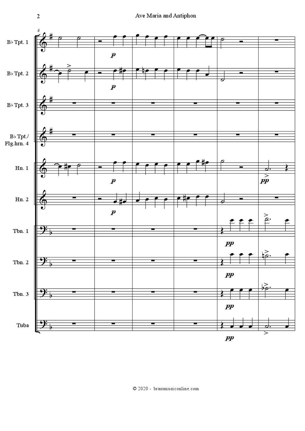 Bruckner - Ave Maria & Antiphon for 10 piece Brass Ensemble– Brass ...