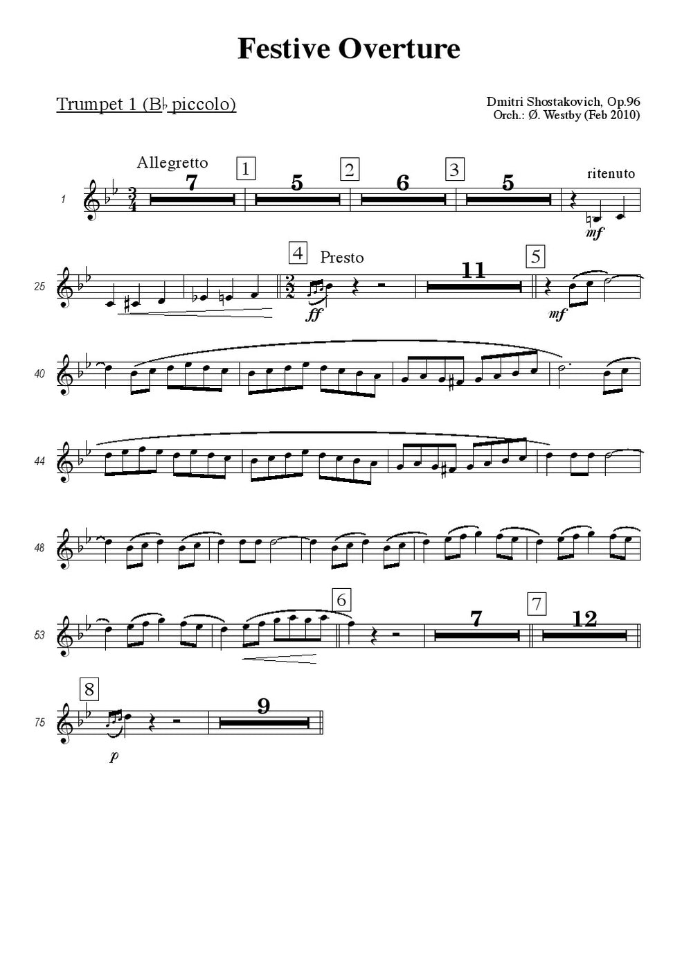 Shostakovitch - Festive Overture - Brass Ensemble– Brass Music Online