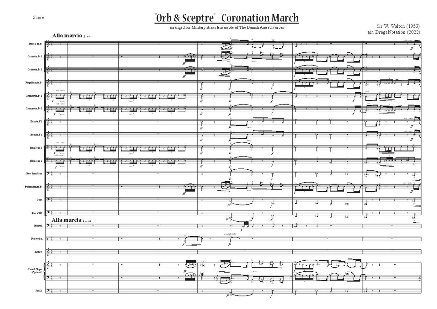 Walton - Orb and Sceptre - Brass Ensemble and Organ– Brass Music Online
