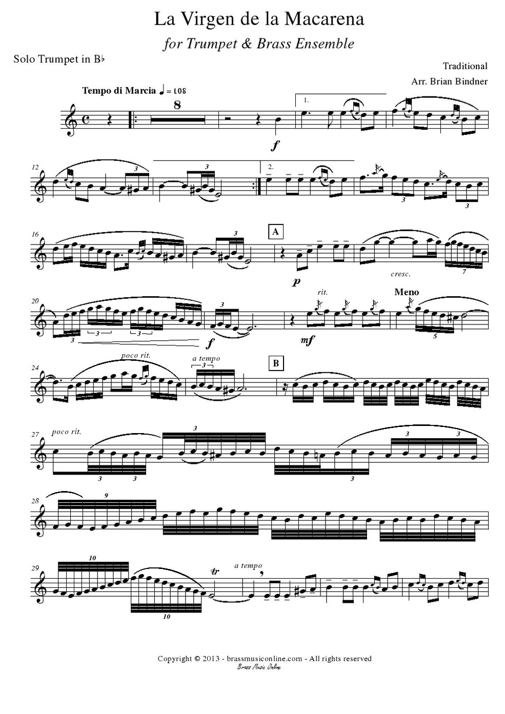 La Virgen de la Macarena - Trumpet and Brass Ensemble– Brass Music Online