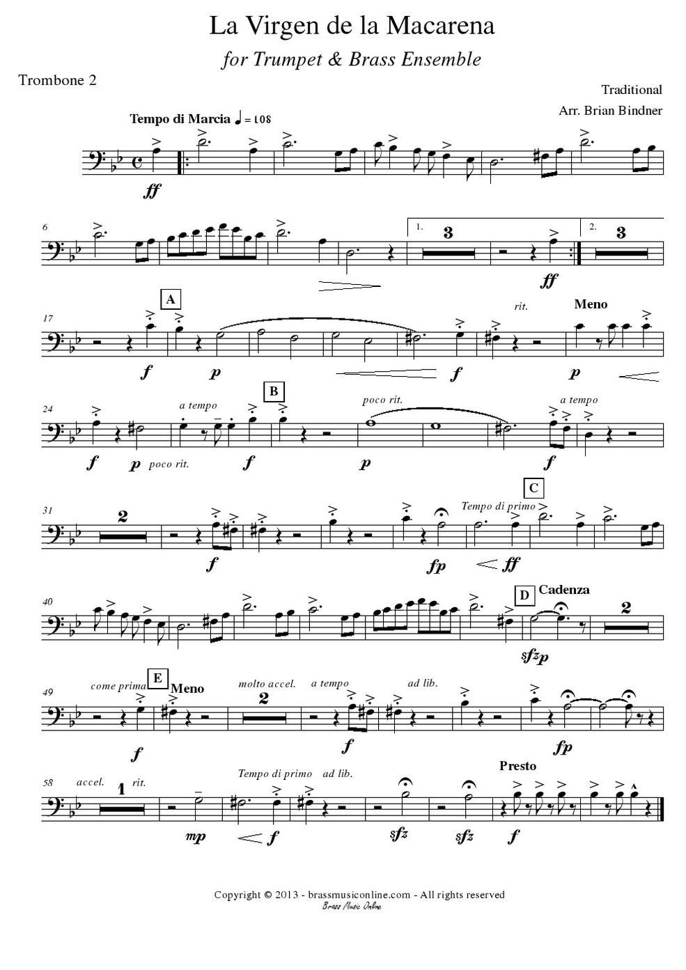 La Virgen de la Macarena - Trumpet and Brass Ensemble– Brass Music Online